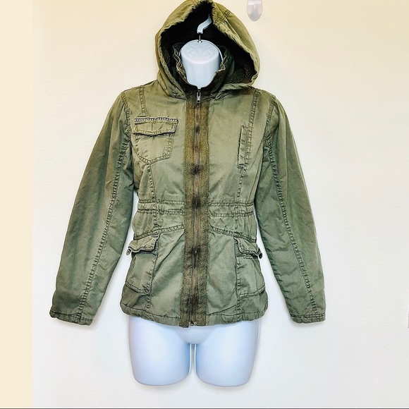 Full Tilt | Jackets & Coats | Full Tiltolive Utility Hoodie Jacketxl ...